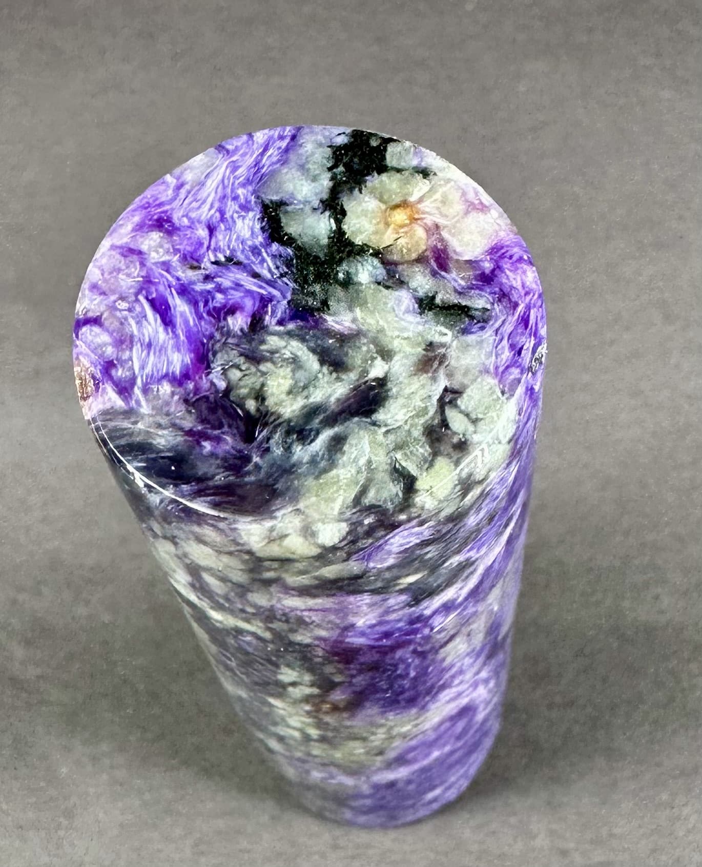 PR600 Charoite Cylinder Decorator - The Rock Shed