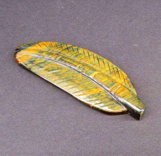 CV407 Blue Gold Tiger Eye Feather - The Rock Shed