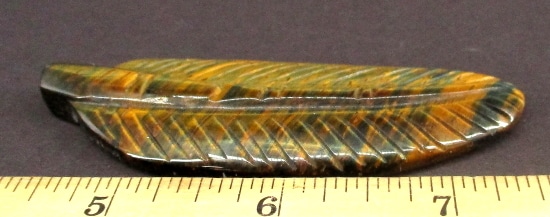 CV407 Blue Gold Tiger Eye Feather - The Rock Shed
