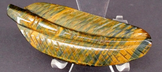 CV407 Blue Gold Tiger Eye Feather - The Rock Shed